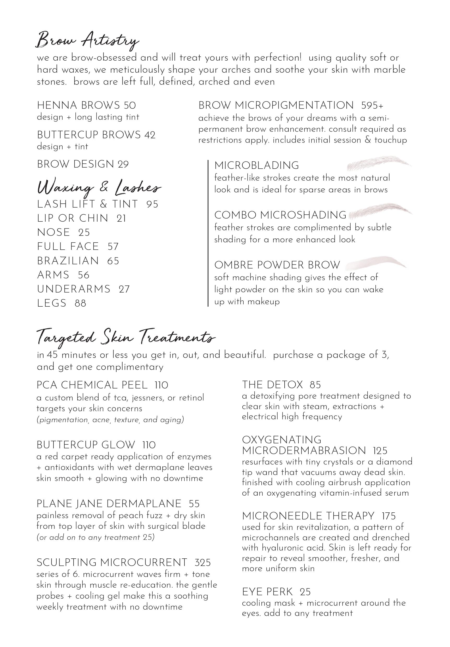 Menu - Third Coast Aesthetics